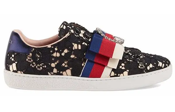 Gucci Ace Dark Flower Lace Sneakers - Black/red/blue