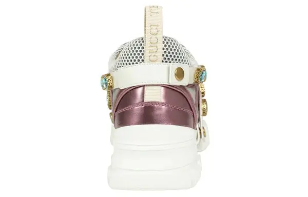 Gucci Flashtrek Embellished Sneakers - Pink/white/grey