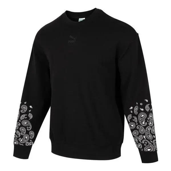PUMA Paisley Graphic Crewneck Pullover - Black/white