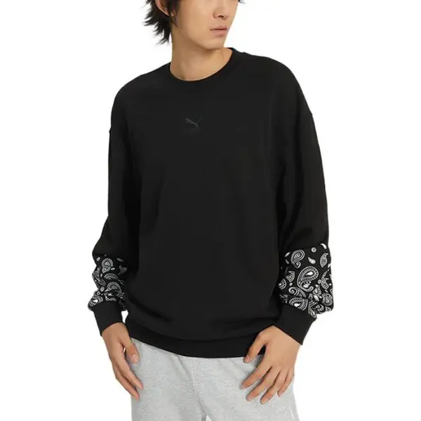 PUMA Paisley Graphic Crewneck Pullover - Black/white