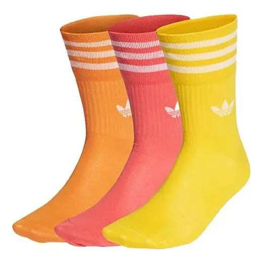 Adidas Logo Jacquard Mid Cut Socks 3 Pack - Multi-color
