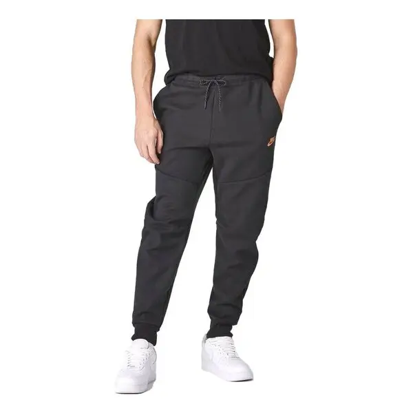 Nike Tech Fleece Brushed Sweatpants 'black - Black/orange
