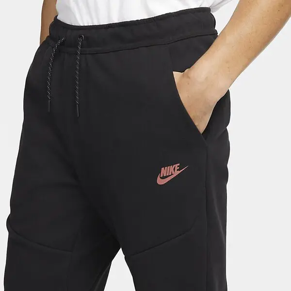 Nike Tech Fleece Brushed Sweatpants 'black - Black/orange