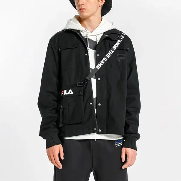 FILA FUSION Stand Collar Woven Jacket With Multiple Cargo Pockets