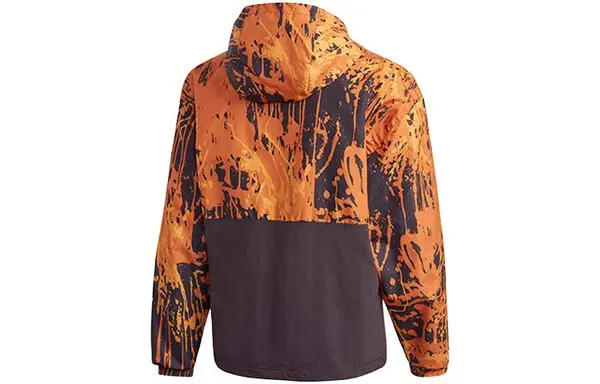 Adidas Originals Colorblock Stand Collar Hooded Jacket - Orange