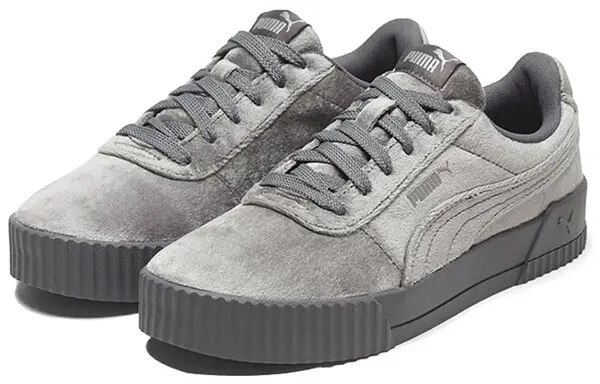 PUMA Carina Velvet Low Top Sneakers - Grey/silver