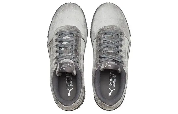 PUMA Carina Velvet Low Top Sneakers - Grey/silver