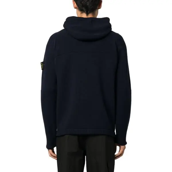 Stone Island Zip-up Hooded Cardigan - Black