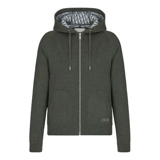 Dior Cashmere Blend Knit Hooded Zip-up Jacket - Tan