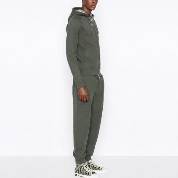 Dior Cashmere Blend Knit Hooded Zip-up Jacket - Tan