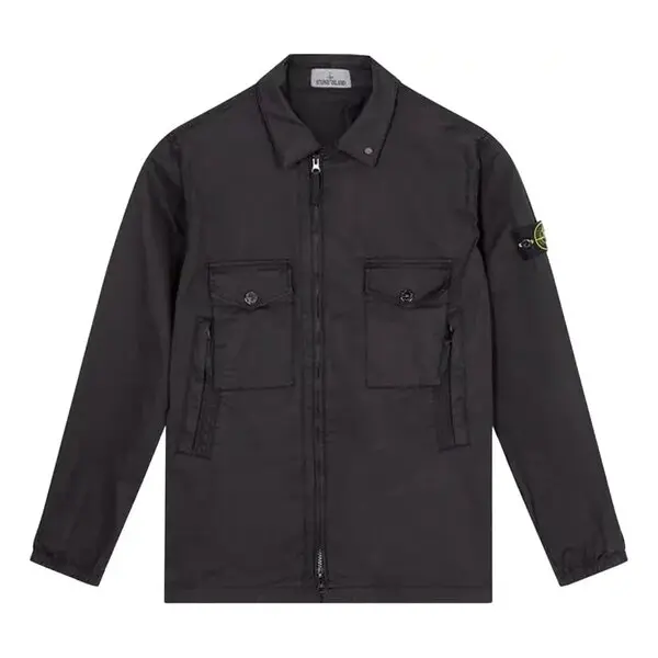 Stone Island Cotton Zip-up Overshirt - Black