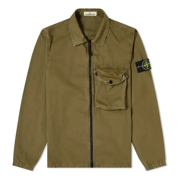 Stone Island Zip Pocket Overshirt - Olive Green