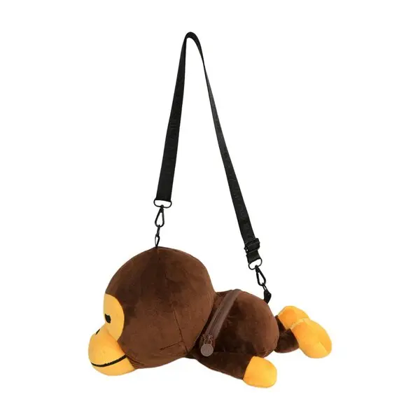 A BATHING APE Baby Milo Plush Crossbody Bag - Brown