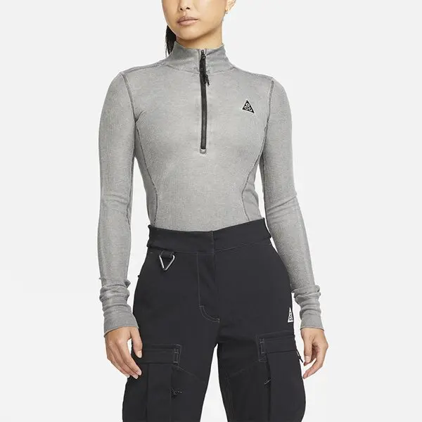 Nike Steeple Rock Half Zipper Slim Fit Long Sleeve T-shirt - Grey