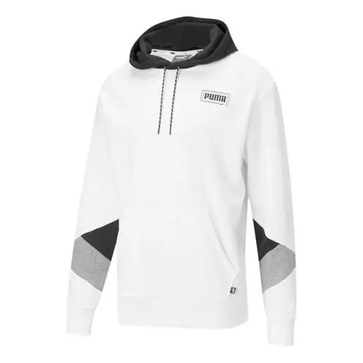 PUMA Rebel Color Match Knitted Sports Hooded Sweater - White