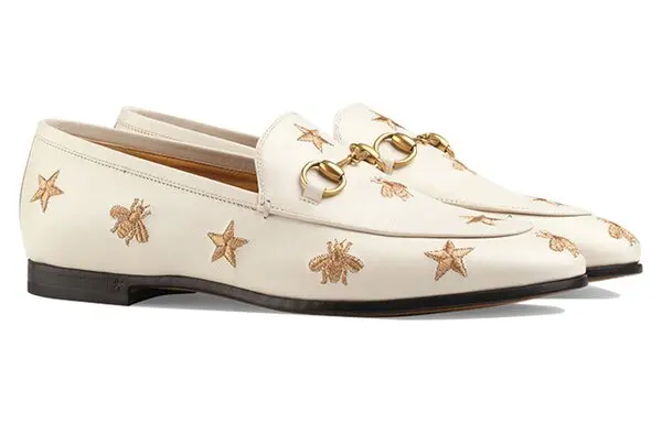 Gucci Jordaan Embroidered Leather Loafers
