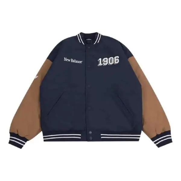 NEW BALANCE Vintage Varsity Jacket Asia Sizing 'navy Tan - Navy/tan