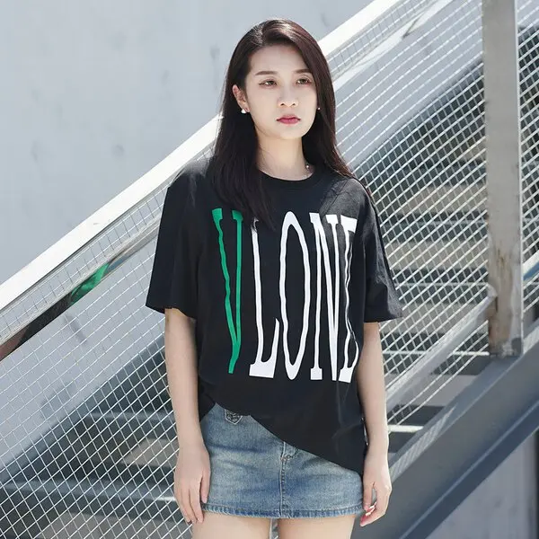 VLONE Large V Alphabet Short Sleeve Tee 'black Green - Black/green