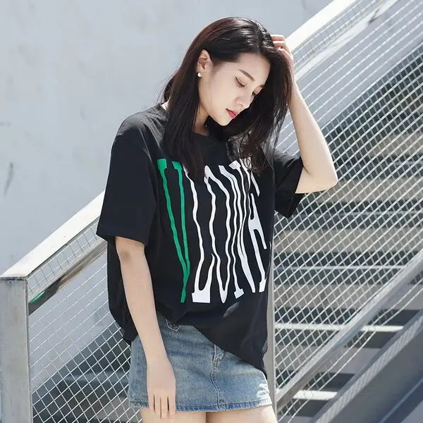 VLONE Large V Alphabet Short Sleeve Tee 'black Green - Black/green