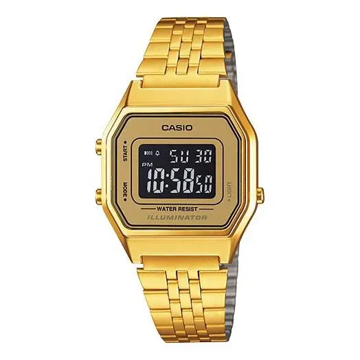 Casio Vintage Square Digital Watch With Finish - Gold