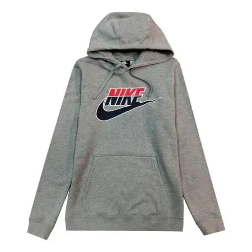 Nike Pullover Hoodie With Graphic Logo - Grey