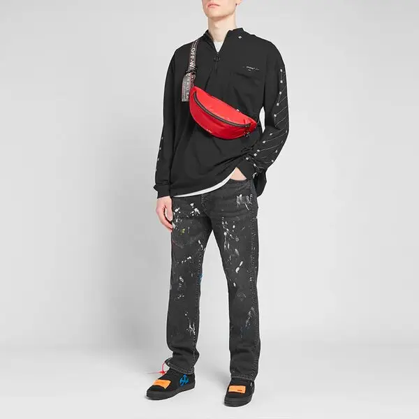 Off-White Cotton High Collar Long Sleeve Shirt With Graphic Detailing