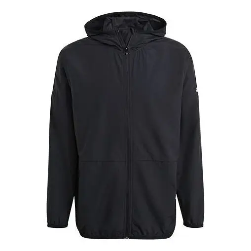 Adidas Brd Jkt Solid Color Sports Hooded Jacket - Black