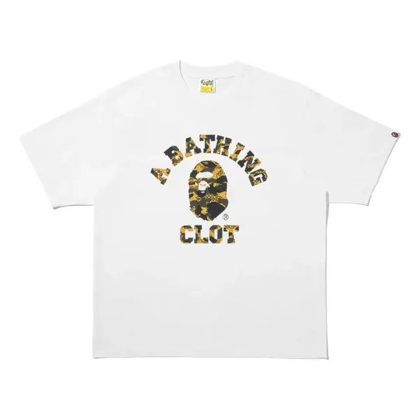 A BATHING APE X Clot Camo College Relaxed Fit T-shirt - White