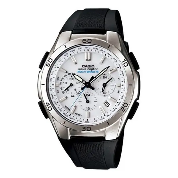 Casio Wave Ceptor Solar Power Watch Stainless Steel Analog - Black