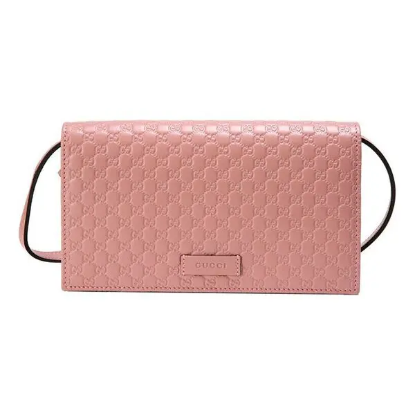 Gucci Embossed Leather Shoulder Bag - Pink