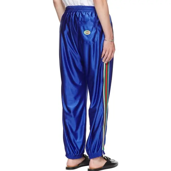 Gucci Shiny Jersey Pant With Web - Bluette/mix