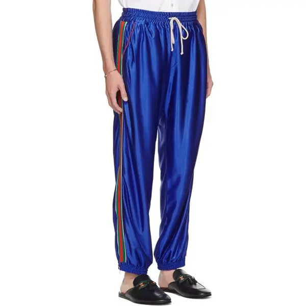 Gucci Shiny Jersey Pant With Web - Bluette/mix