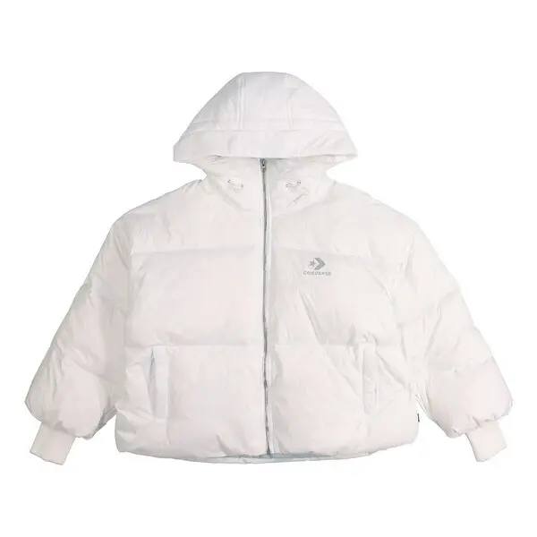CONVERSE Short Down Fill Puffer Hooded Jacket - White