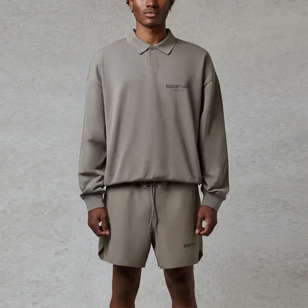 Fear Of God Fw20 Long Sleeve Polo Shirt 'cement