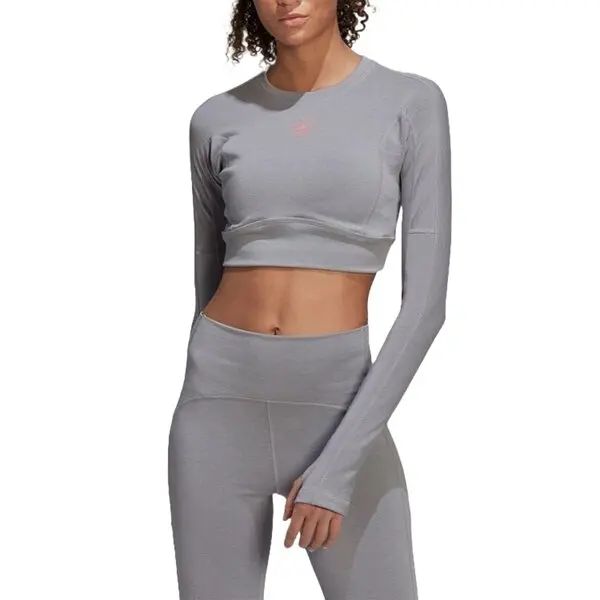 Adidas By Stella Mccartney Truestrength Cropped Long Sleeve - Grey