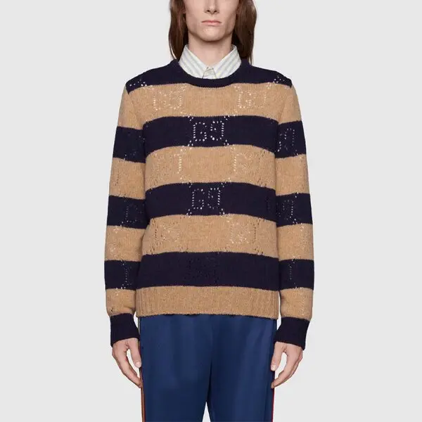 Gucci Gg Knit Striped Wool Sweater