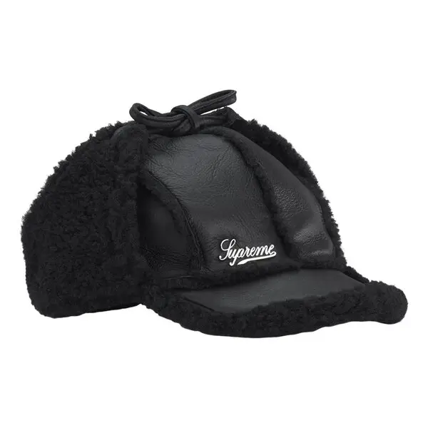 Supreme Shearling Lined Earflap Cap - Black