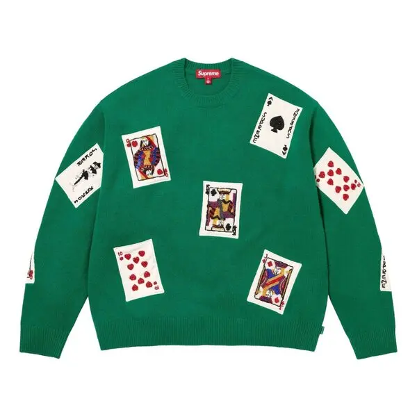 Supreme Fw25 Beaded Cards Sweater - Green