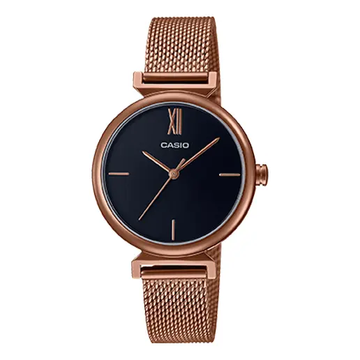 Casio Ltp-2023vmr-1c Quartz Watch With Rose Gold Tone Mesh Band - Default Color