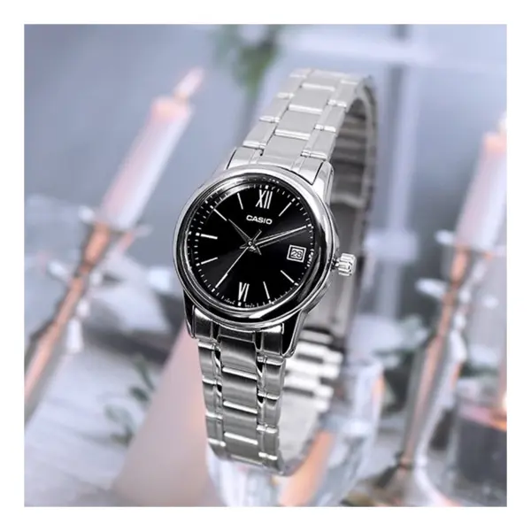 Casio Stainless Steel Analog Watch With Date Display - Black