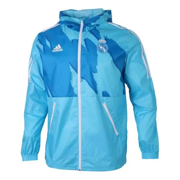 Adidas Real Madrid Football Woven Hooded Jacket - Blue