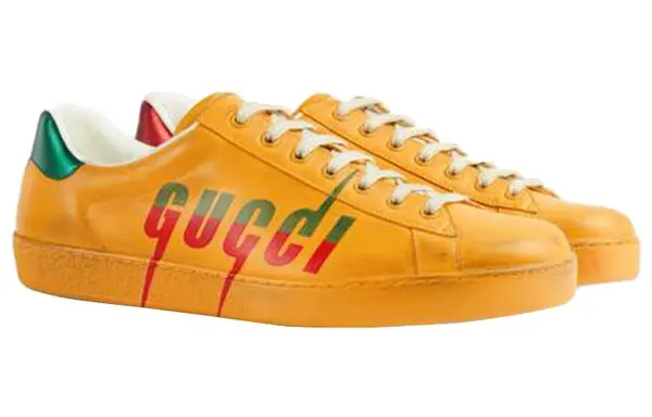 Gucci Ace Blade Distressed Sneakers - Yellow