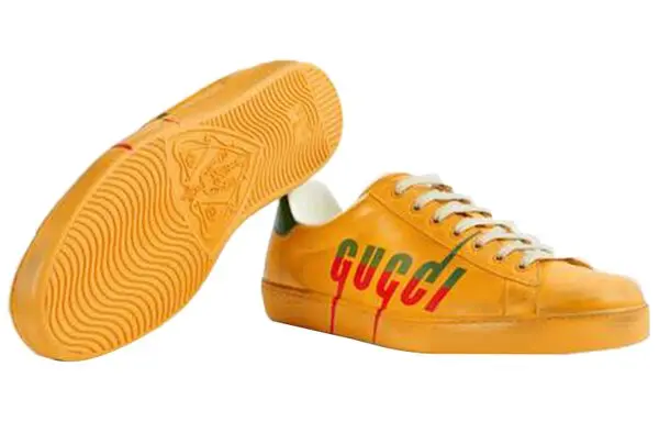 Gucci Ace Blade Distressed Sneakers - Yellow