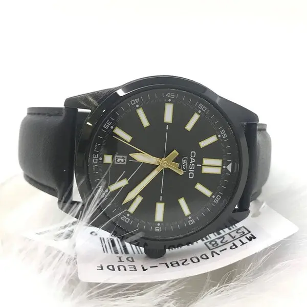 Casio Dress Pointer Display Analog Watch With Leather Strap