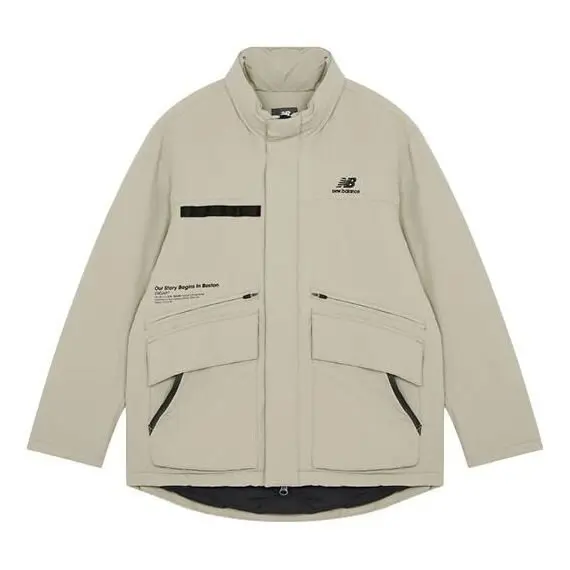 NEW BALANCE Logo Down Jacket - Beige/black