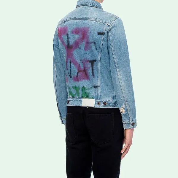 Off-White Spray Paint Graffiti Denim Jacket