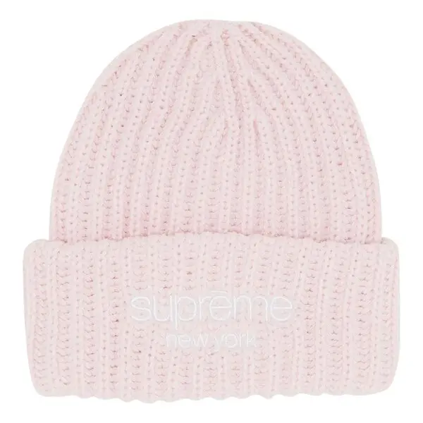 Supreme Classic Logo Ribbed Beanie - Light Pink