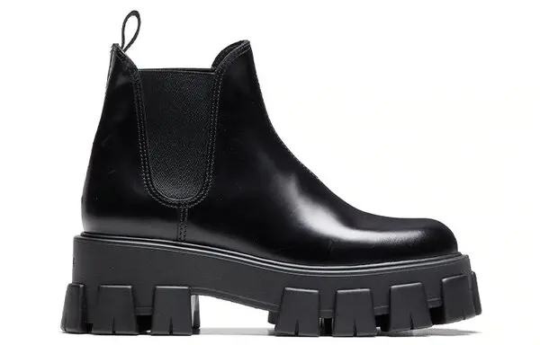 Prada Monolith Brushed Leather Chelsea Boots
