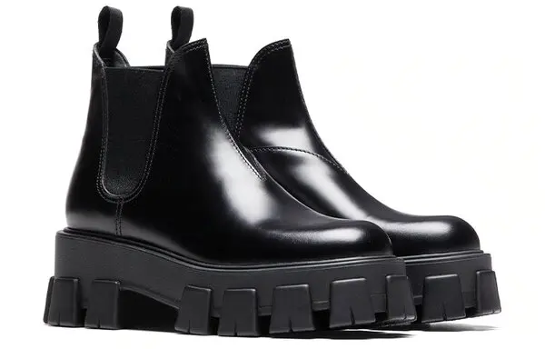 Prada Monolith Brushed Leather Chelsea Boots