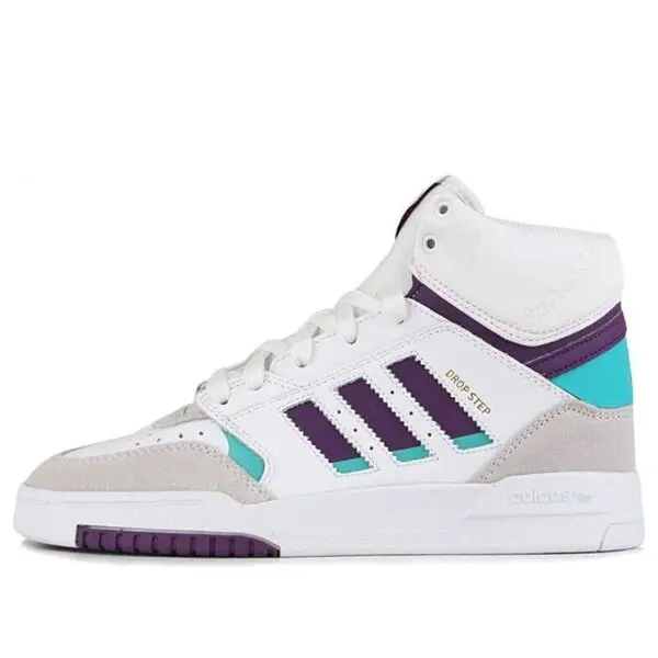 Adidas Originals Drop Step High Top Sneakers - White/gray/purple